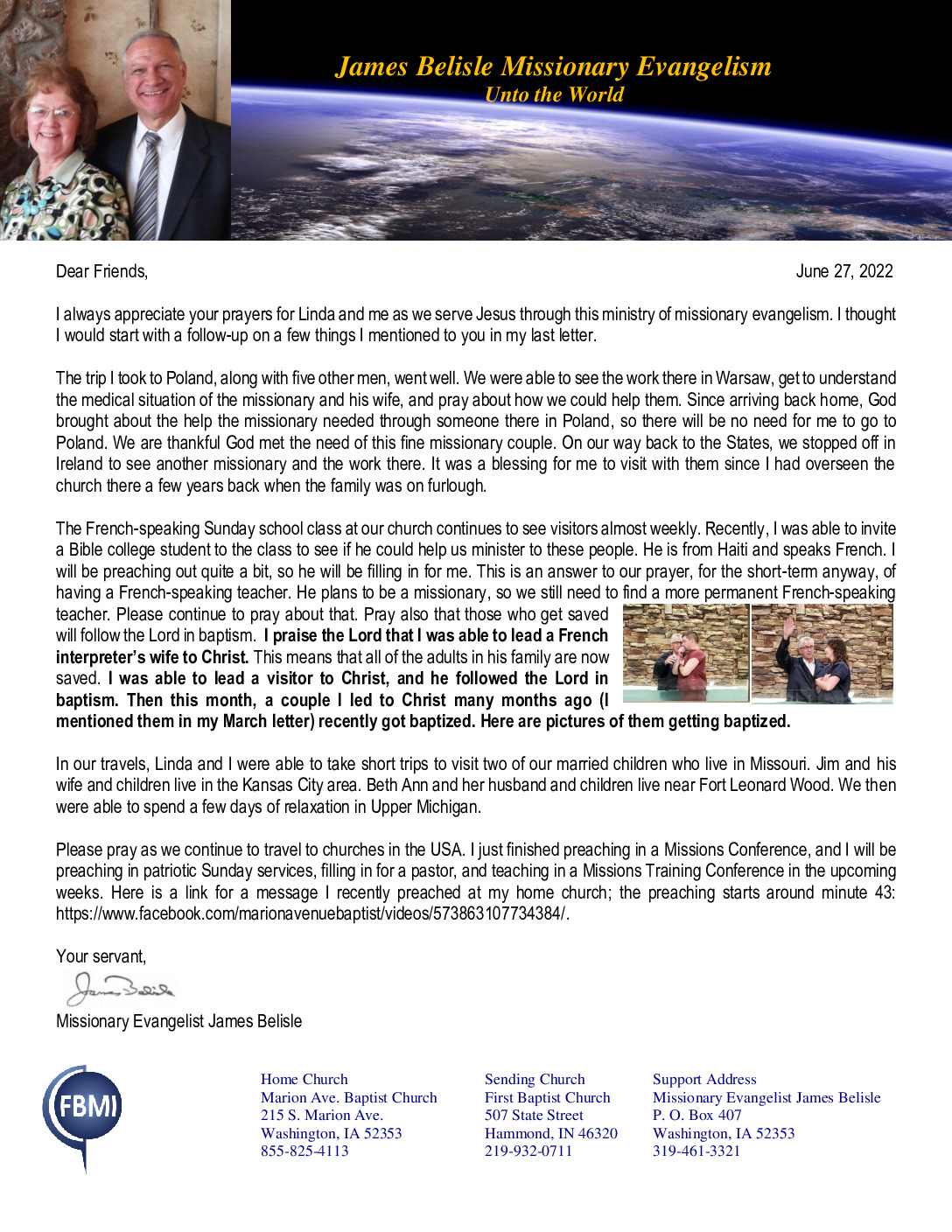 James Belisle June 2022 Prayer Letter – Reevised – FBMI