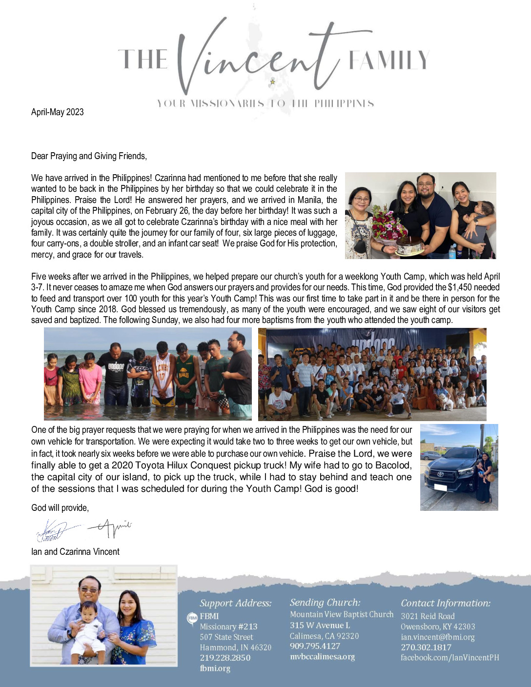 Ian Vincent Apr-May 2023 Prayer Letter – Revised – FBMI