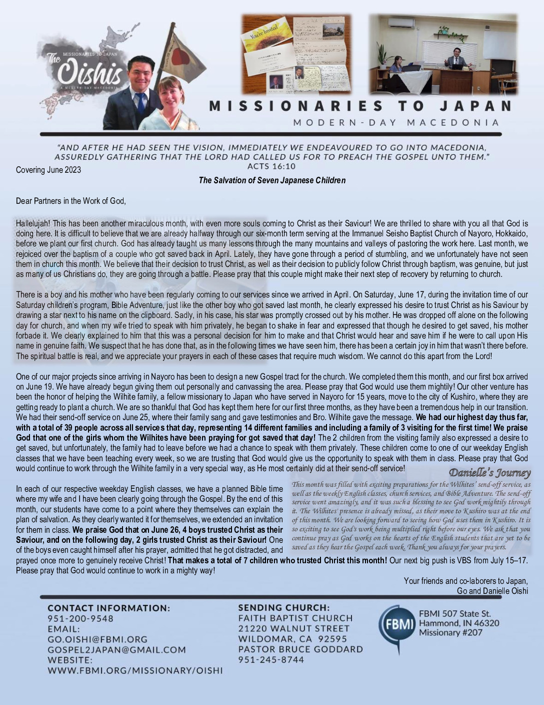Go Oishi June 2023 Prayer Letter – Revised – FBMI