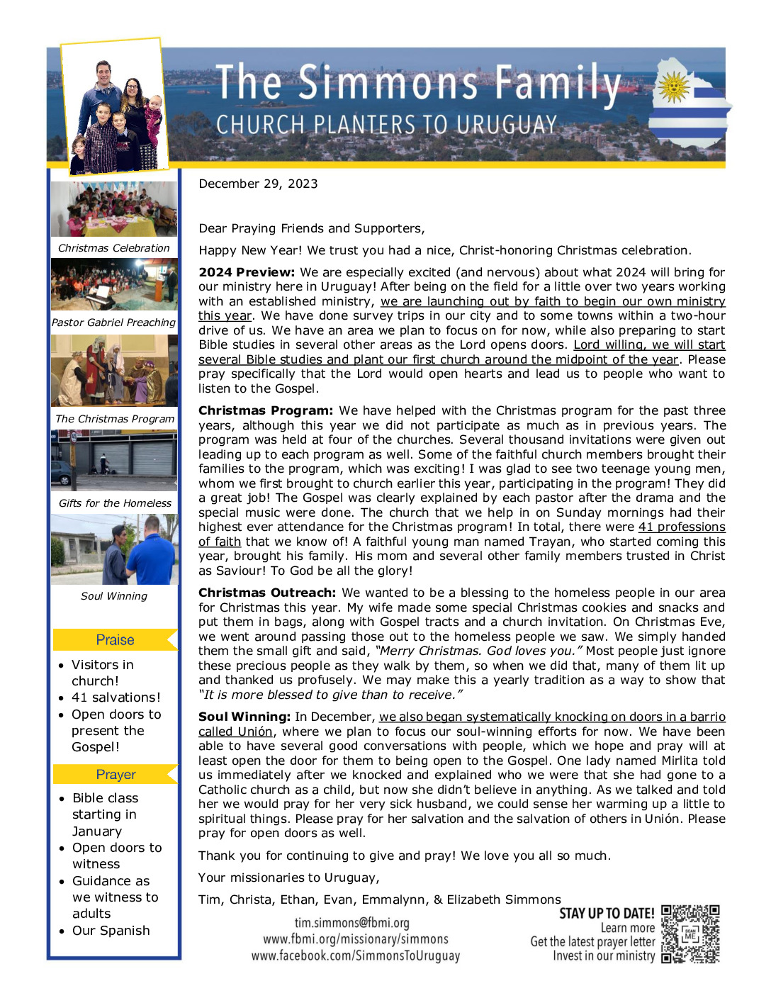 Tim Simmons January 2024 Prayer Letter – Revised – FBMI