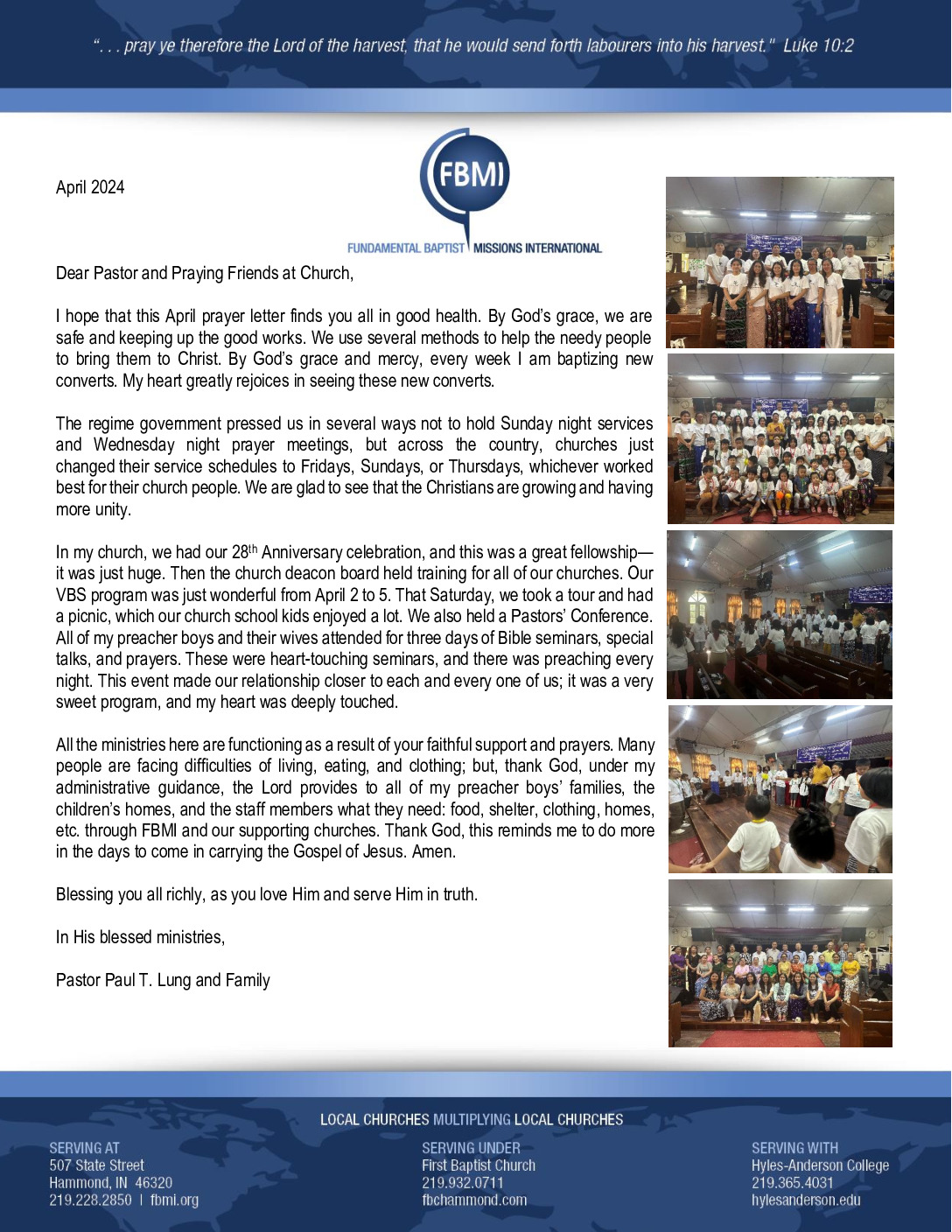 Paul and Ling Awi Lung Prayer Letter: Keeping Up the Good Work of the Gospel – FBMI