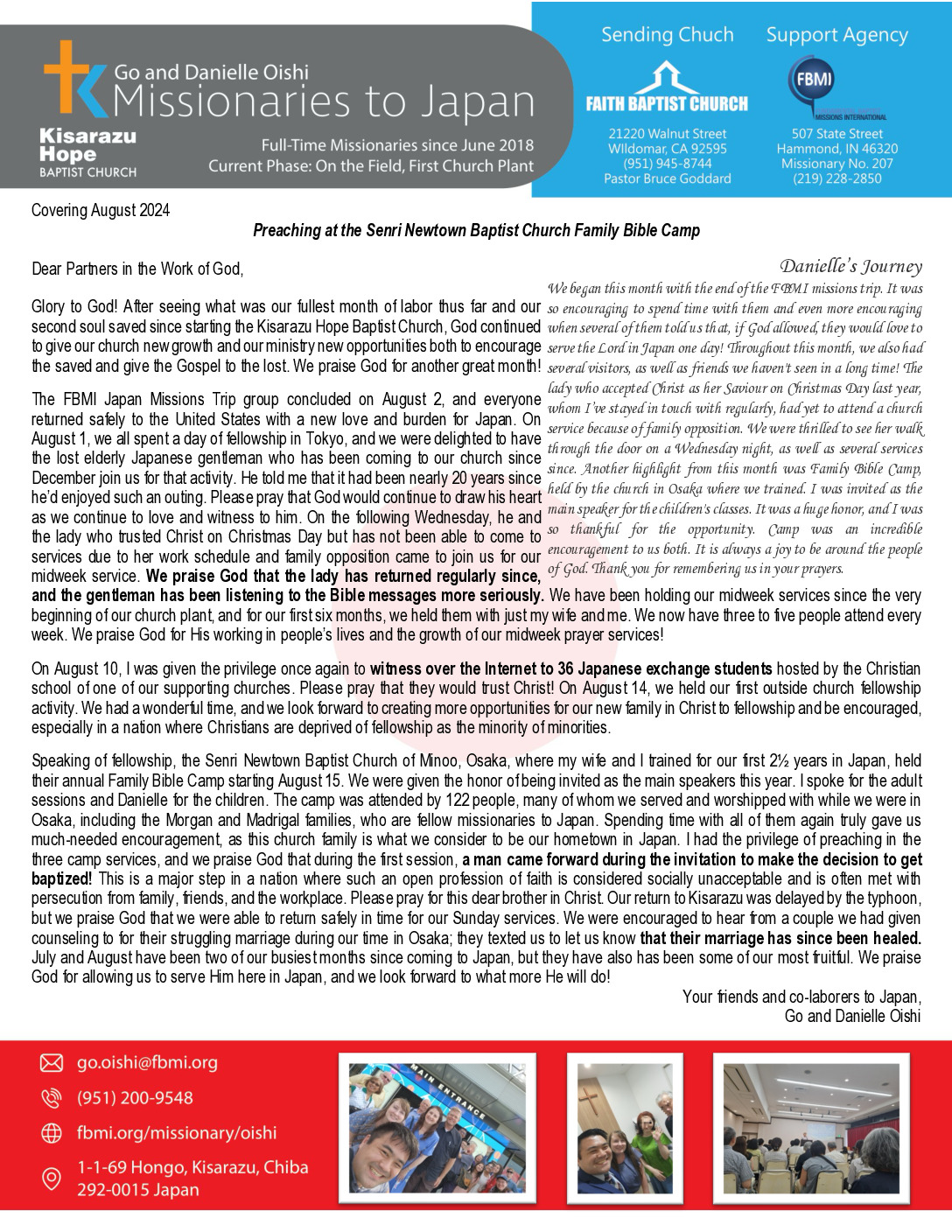 Go Oishi August 2024 Prayer Letter – Revised – FBMI