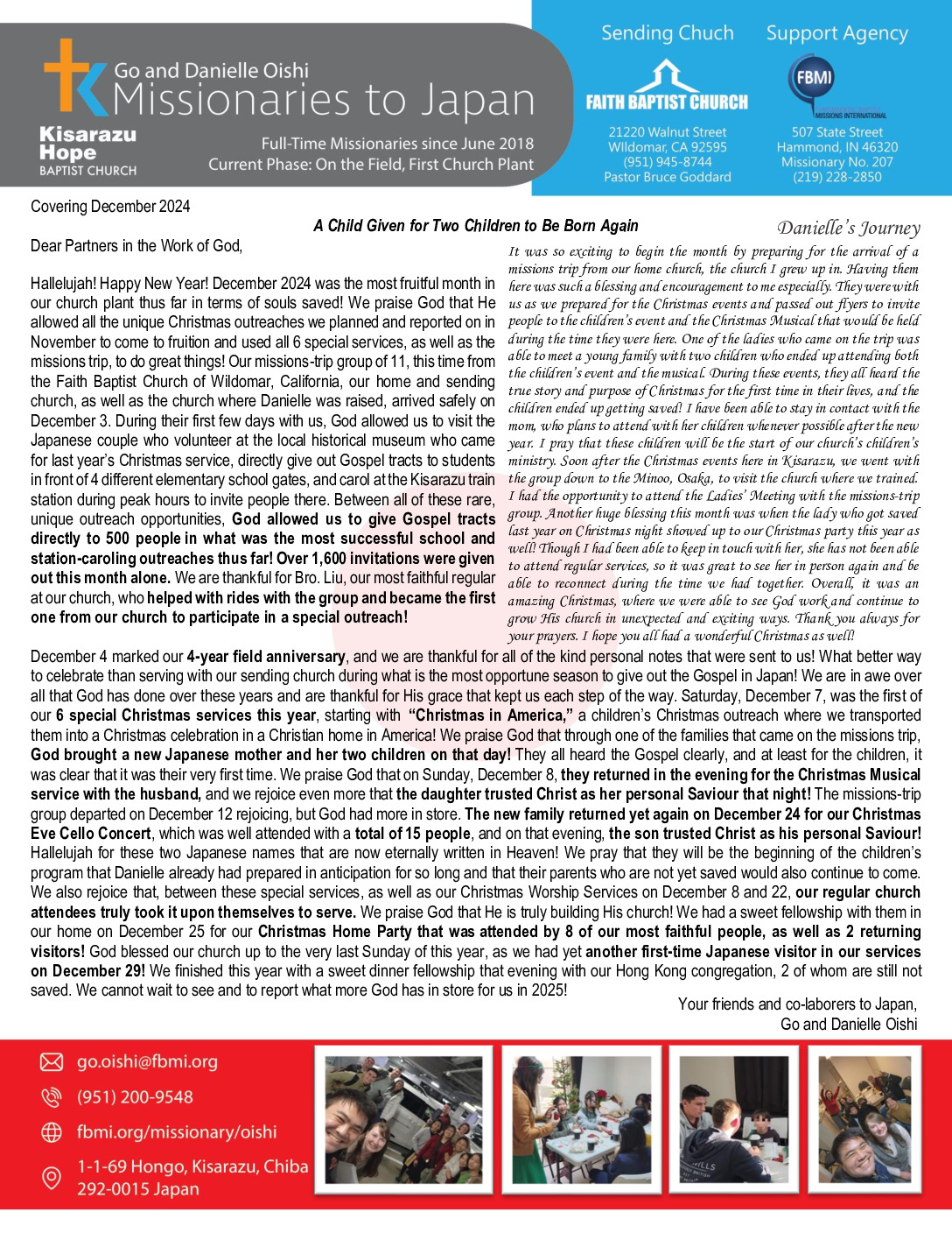 Go Oishi December 2024 Prayer Letter – FBMI