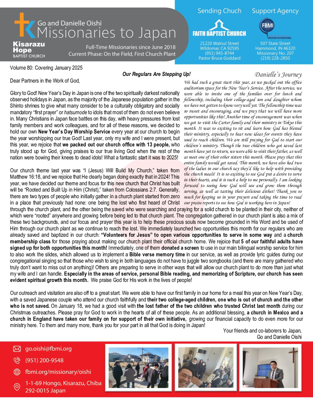 Go Oishi January 2025 Prayer Letter – FBMI